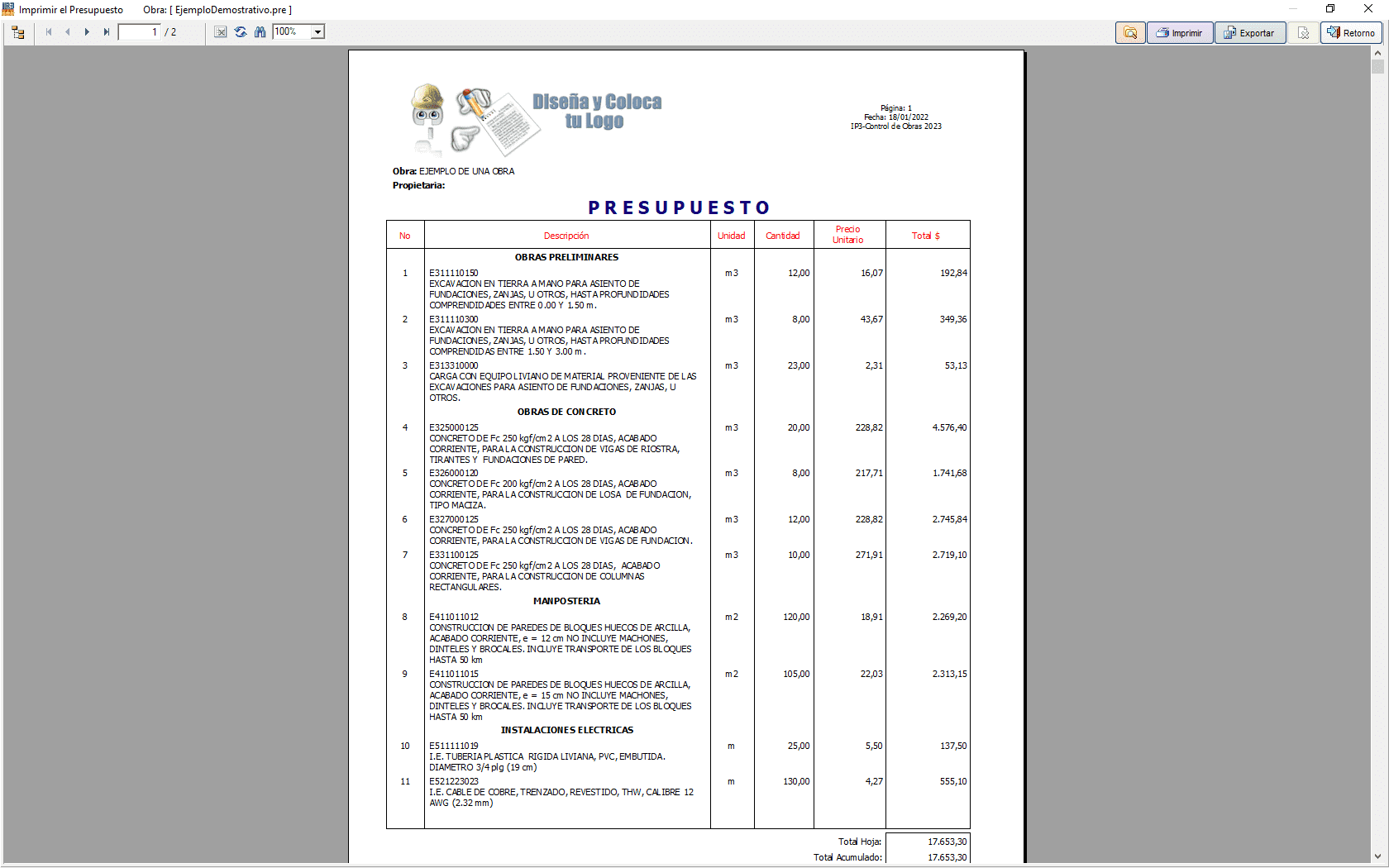 Control de Obras – IP-3 Software