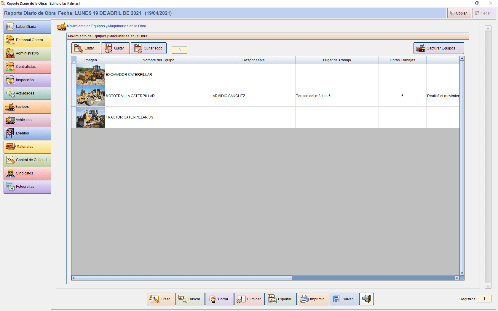 Reporte de Obras – IP-3 Software